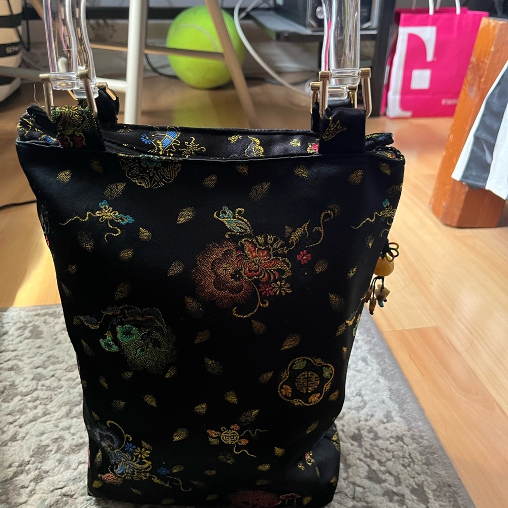 Acrylic Handles Asian Satin Bag - Gem